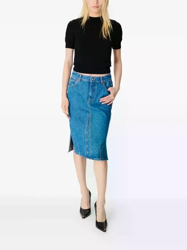 MARINE SERRE Moon Laser Denim Midi Skirt