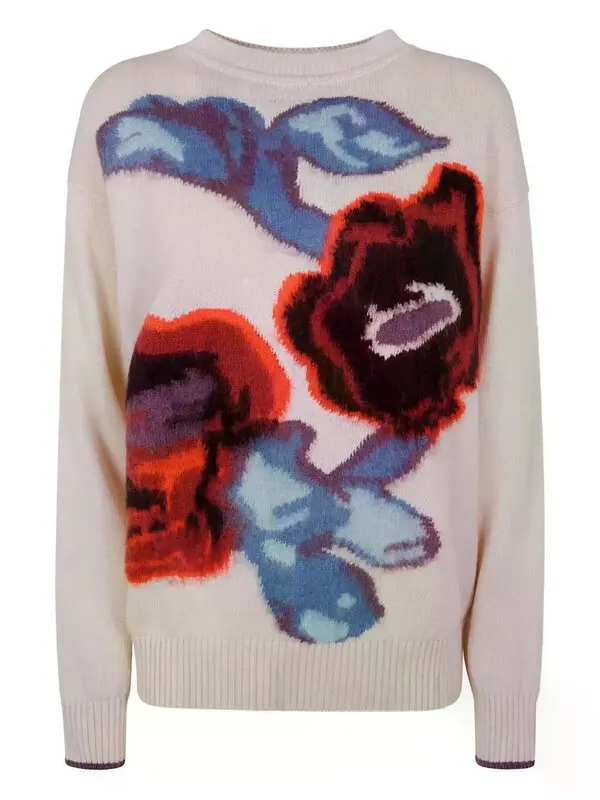 Paul Smith Hazy Floral-print Wool Jumper - Neutrals