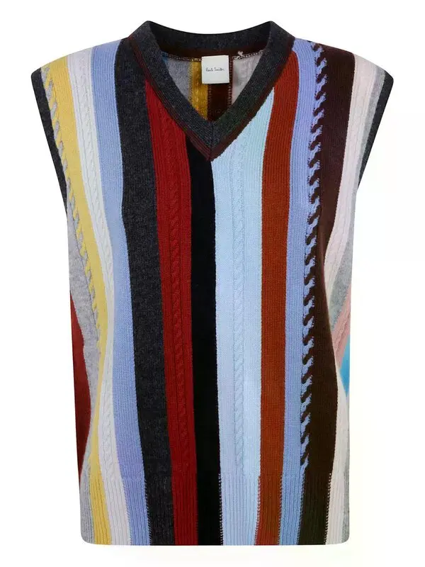 Paul Smith Signature Stripe-print Cable-knit Top - Black