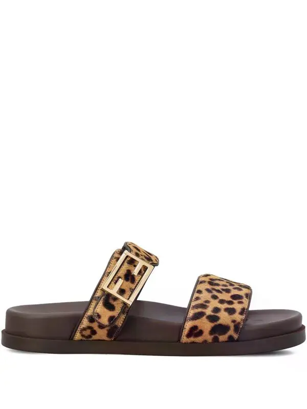 Fendi Leopard-print Buckle Sandals - Brown