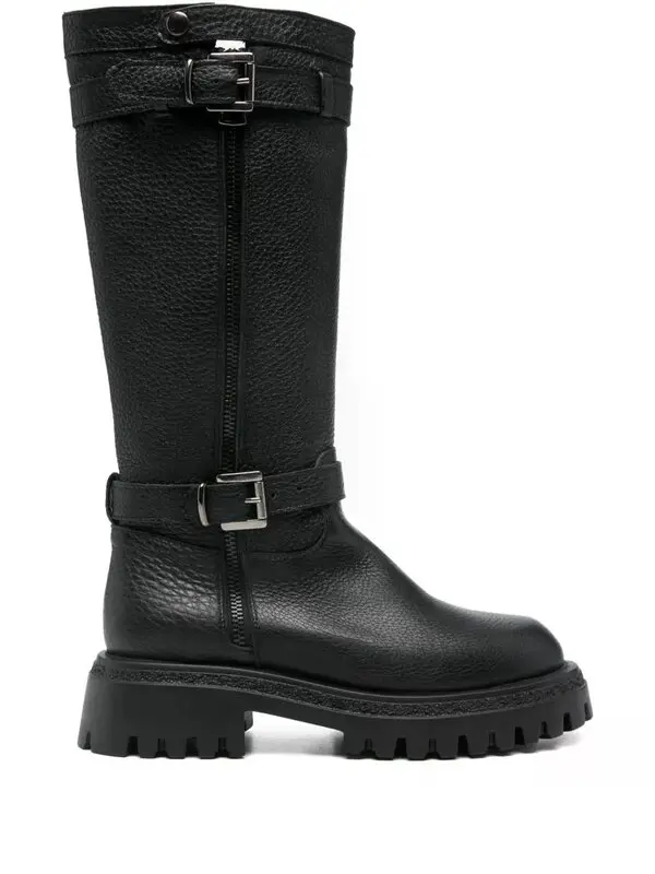 GISEL MOIRE Leather Knee-high Boots