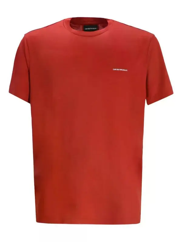 Emporio Armani Logo-embroidered Crew-neck T-shirt - Red