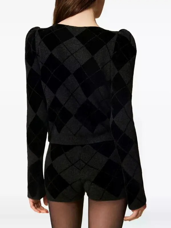 TWINSET Puff-sleeve Diamond-pattern Jumper