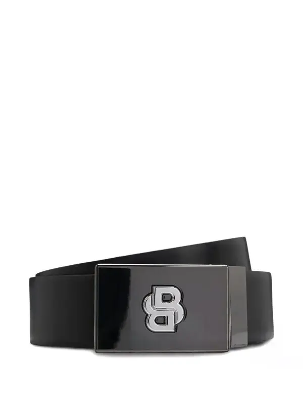 BOSS Logo-buckle Reversible Leather Belt - Black