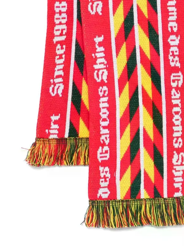Comme Des Garçons Chevron-pattern Fringed Scarf