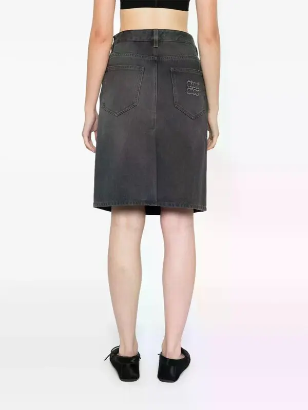 Miu Miu Logo-appliqué Denim Mini Skirt