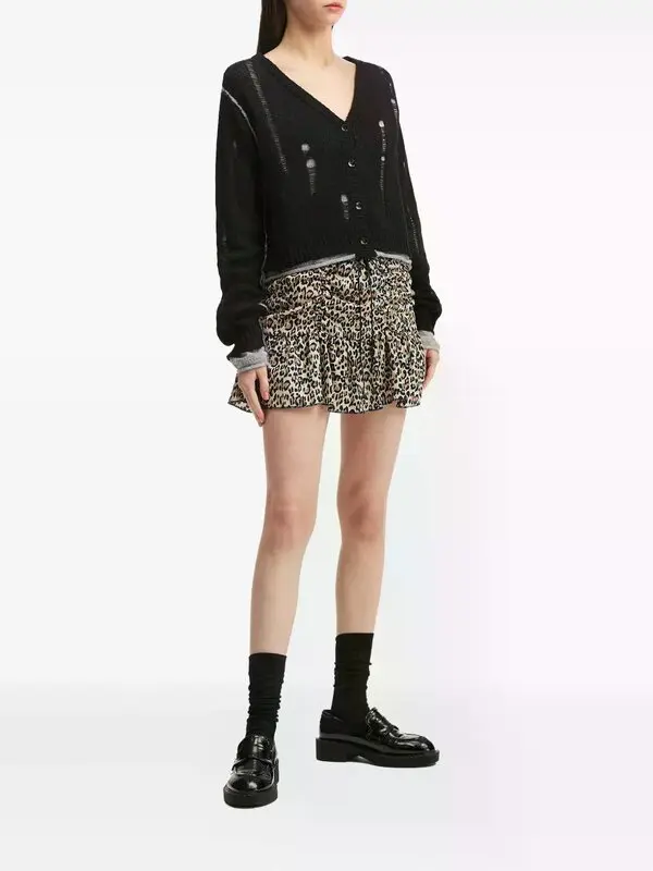 B+AB Leopard-print Ruffled Mini Skirt
