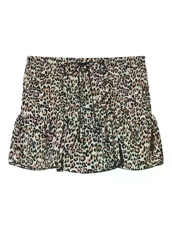 B+AB Leopard-print Ruffled Mini Skirt