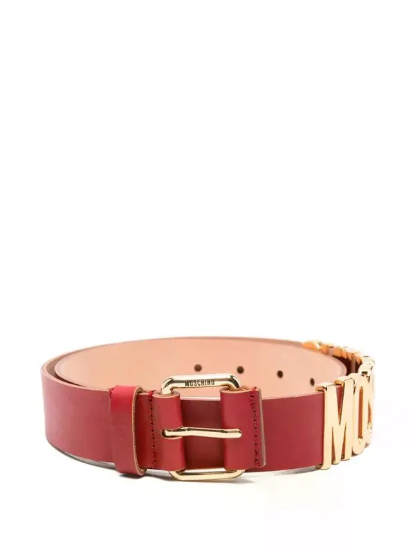 Moschino Logo-plaque Leather Belt - Red