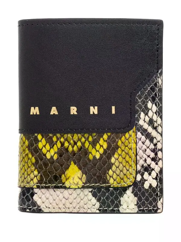 Marni Leather Snakeskin Wallet - Black