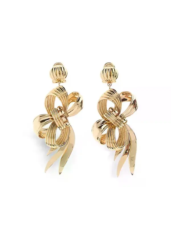 Miu Miu Bow-shaped Clip-on Earrings - Gold