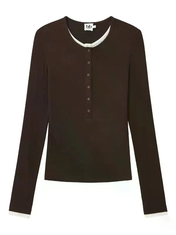 B+AB Long-sleeve Half-button T-shirt