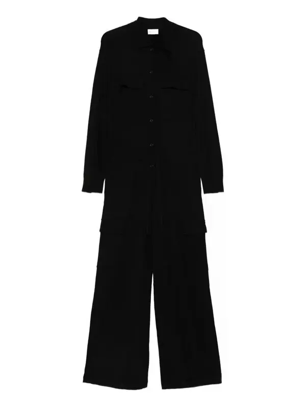 P.a.r.o.s.h Buttoned Jumpsuit With Pocket Details - Black