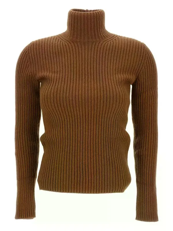 Max Mara Ribbed Turtleneck Sweater With Half-zip