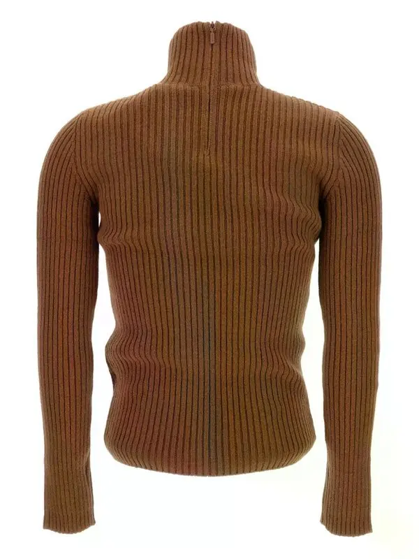 Max Mara Ribbed Turtleneck Sweater With Half-zip