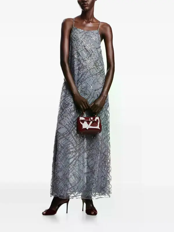 Emporio Armani Sequin-Embellished Maxi Dress In Silver - 39% Off |  Editorialist