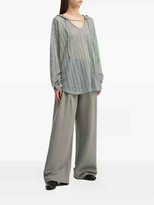 B+AB Hooded Ribbed Knit Top