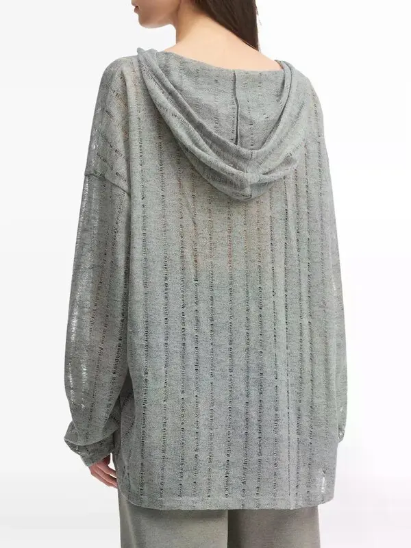 B+AB Hooded Ribbed Knit Top