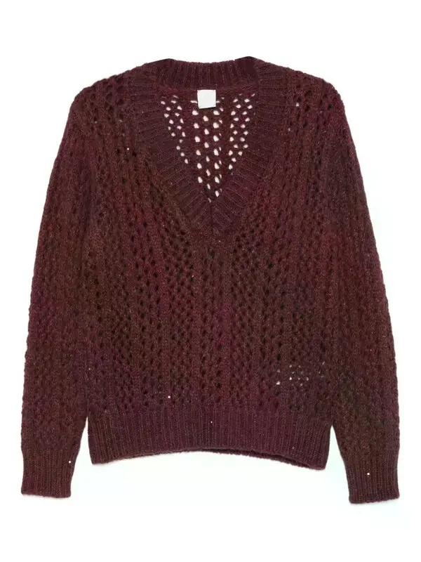Eleventy V-neck Open-knit Sweater