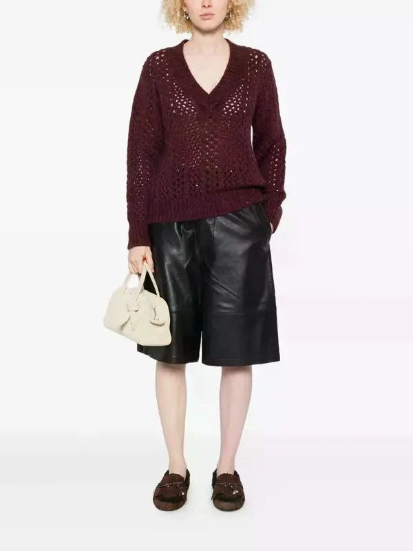 Eleventy V-neck Open-knit Sweater