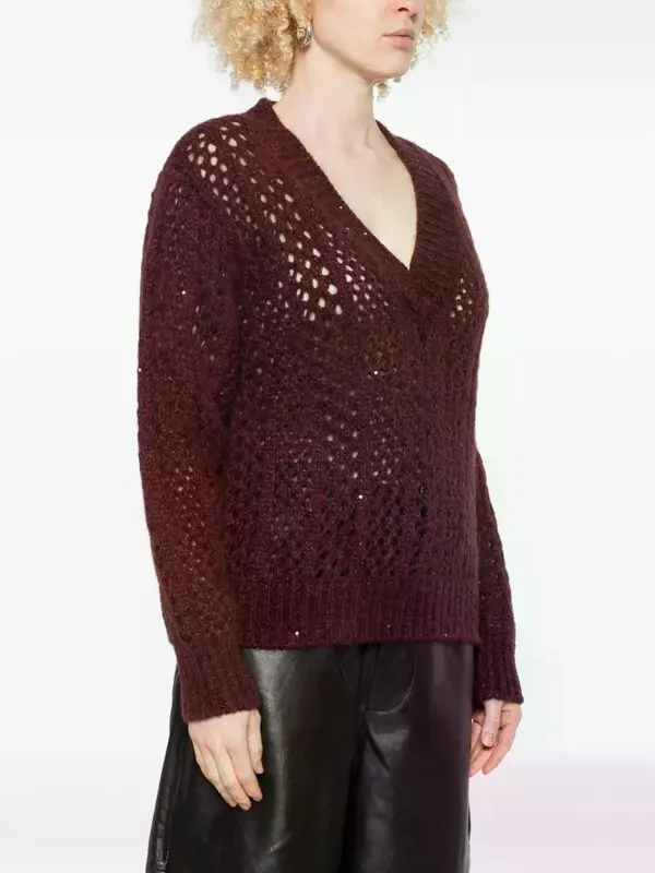 Eleventy V-neck Open-knit Sweater