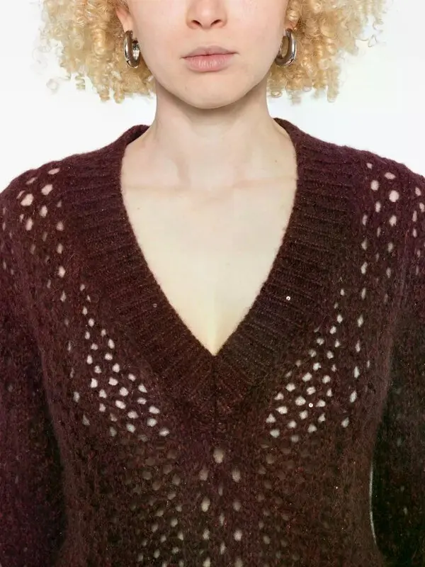 Eleventy V-neck Open-knit Sweater