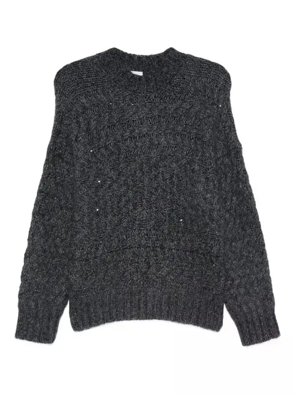 Eleventy Cable-knit Sequin-embellished Sweater