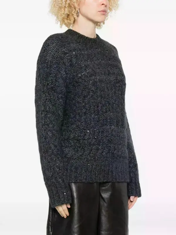 Eleventy Cable-knit Sequin-embellished Sweater