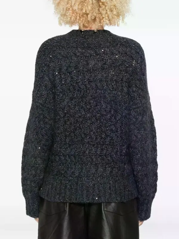 Eleventy Cable-knit Sequin-embellished Sweater