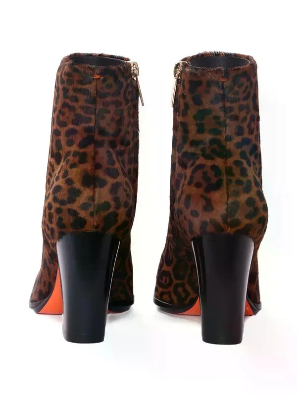 Santoni Leopard-print Block-heel Ankle Boots