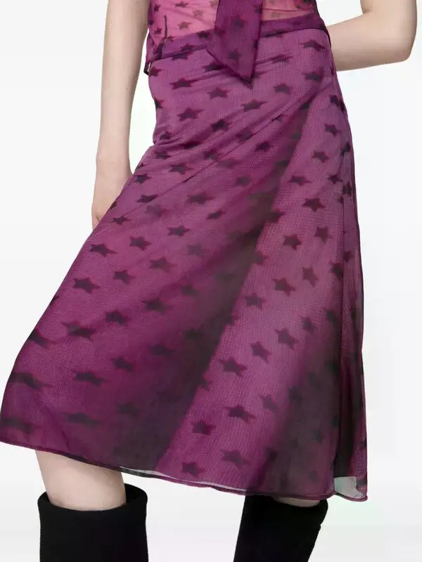 Acne Studios Star-print Jersey Midi Skirt - Purple