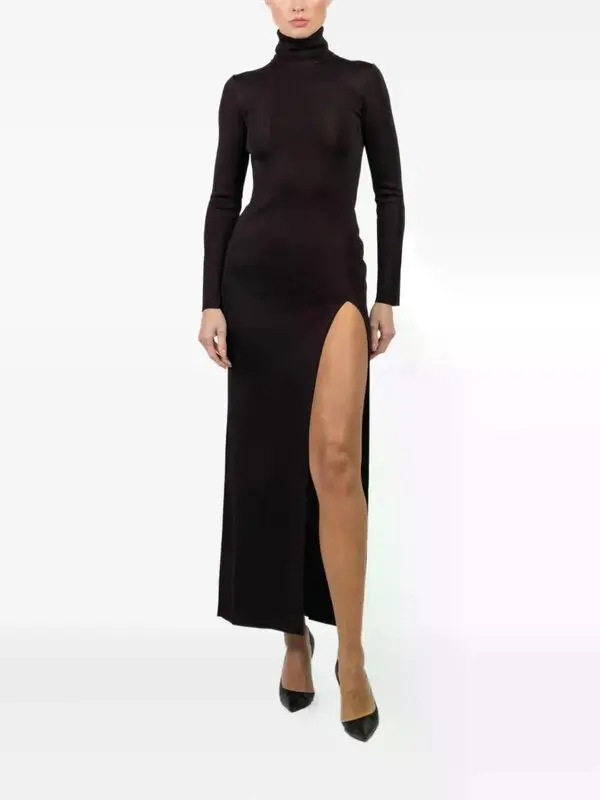 LA GALPA Turtleneck Side-slit Dress