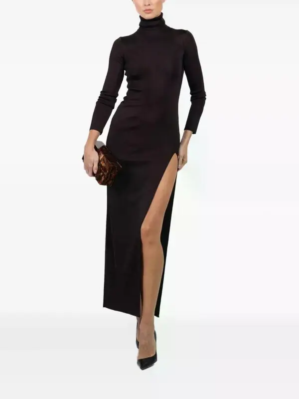 LA GALPA Turtleneck Side-slit Dress