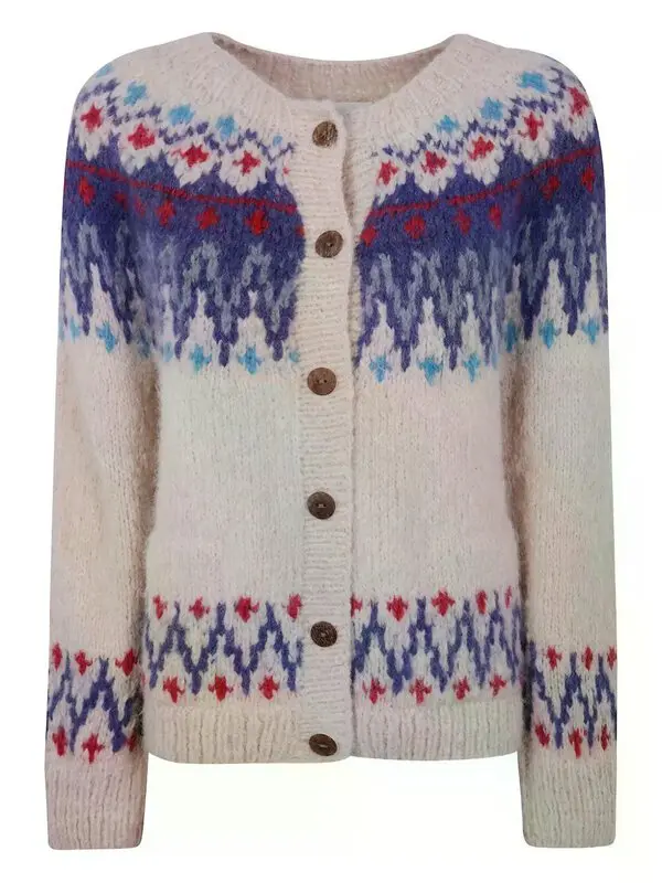 FRANTIC Fair Isle Button Cardigan - White