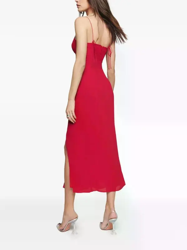 navy dress shirt Reformation // Red & Multicolour Floral Wrap Dress – VSP Consignment main image 0