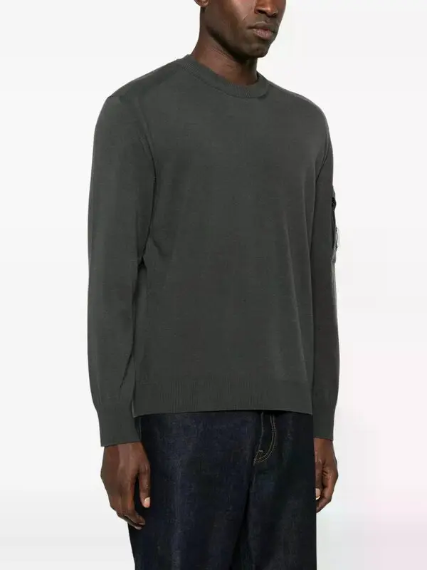 C.P. COMPANY Lens-detail Crew-neck Sweater - Grey