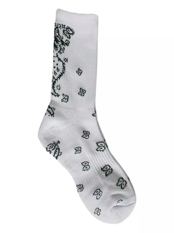 Rhude Bandana Print Socks - White