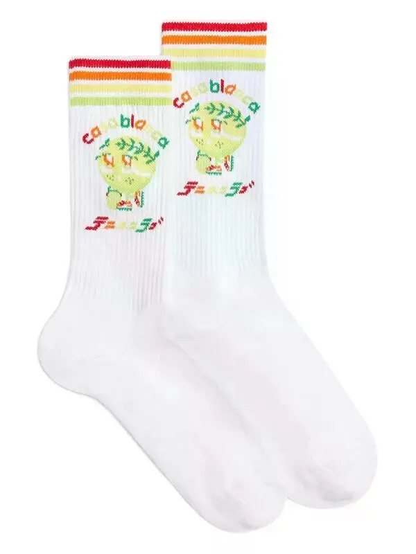 Casablanca Rainbow-stripe Socks - White
