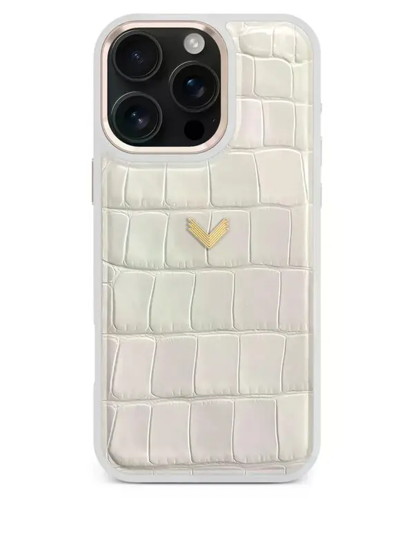 VELANTE Crocodile-texture Iphone 16 Pro Max Phone Case - White