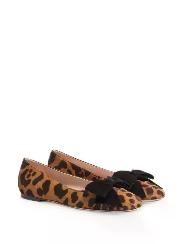 Valentino Garavani Bow Ballerinas In Pony-effect Calfskin - Neutrals