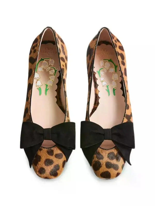 Valentino Garavani Bow Ballerinas In Pony-effect Calfskin - Neutrals