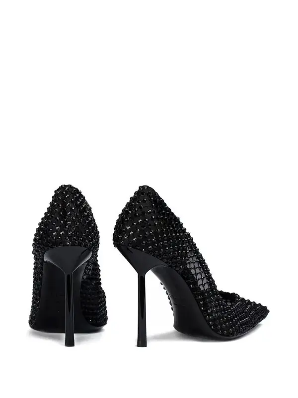 LE SILLA 100mm Gilda Crystal-embellished Mesh Pumps - Black