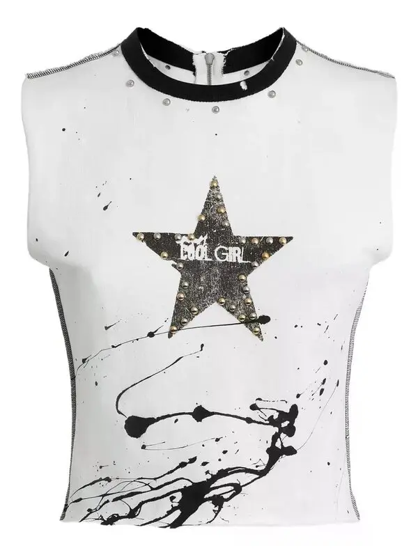 Dolce & Gabbana Star-print Studded Top - White