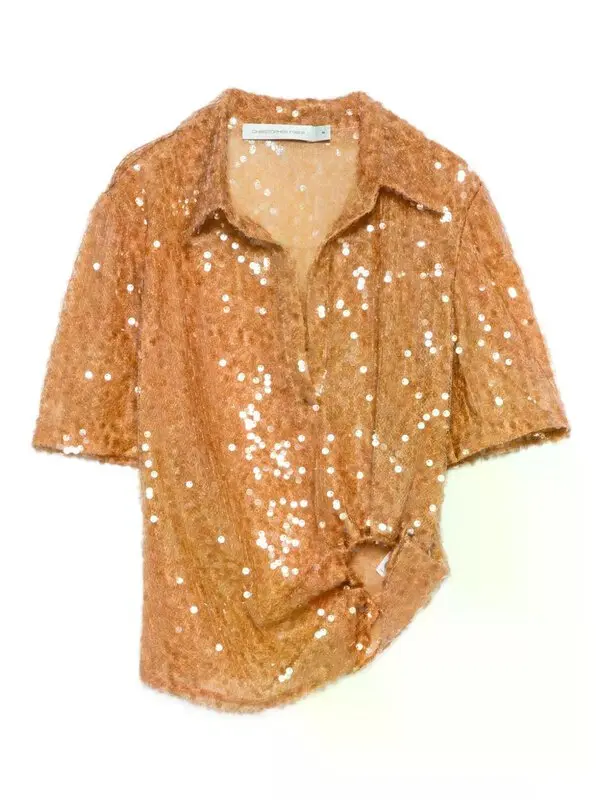 Christopher Esber Sequin-embellished Polo Top