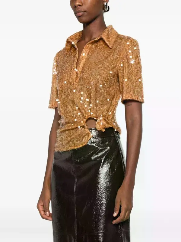 Christopher Esber Sequin-embellished Polo Top