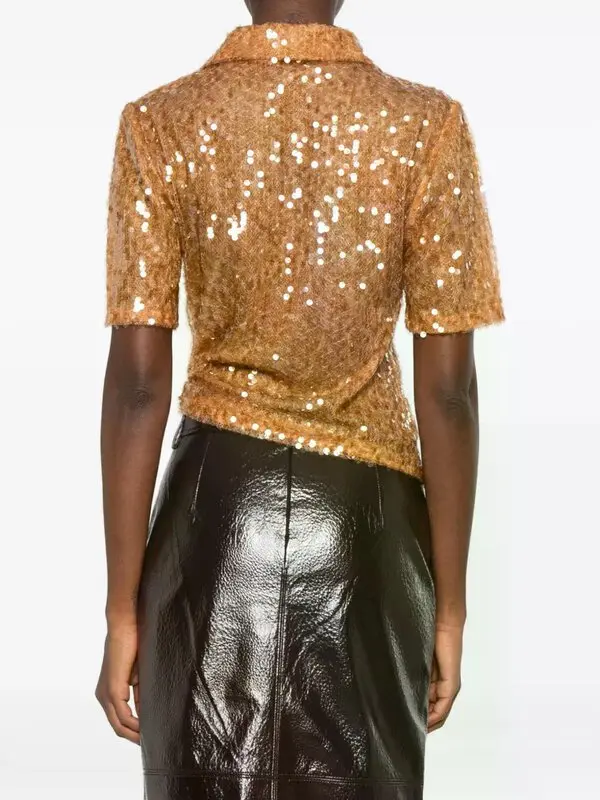 Christopher Esber Sequin-embellished Polo Top