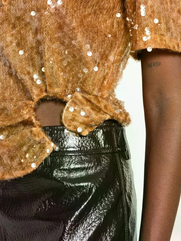 Christopher Esber Sequin-embellished Polo Top