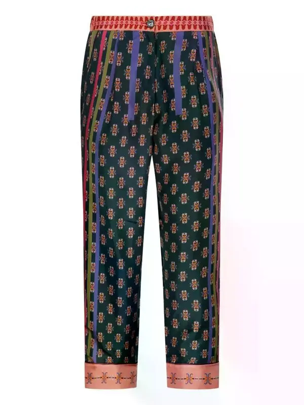 FRANCO FERRARI Floral-print Straight Leg Trousers - Black