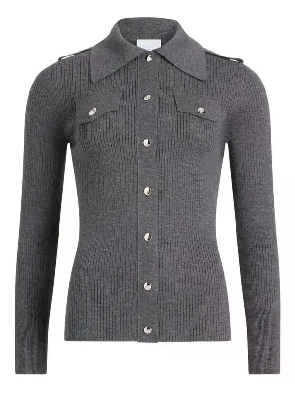 Patou Ribbed Collared Cardigan