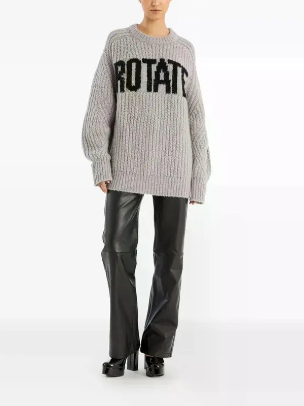 ROTATE BY BIRGER CHRISTENSEN Straight Leather Trousers - Grey